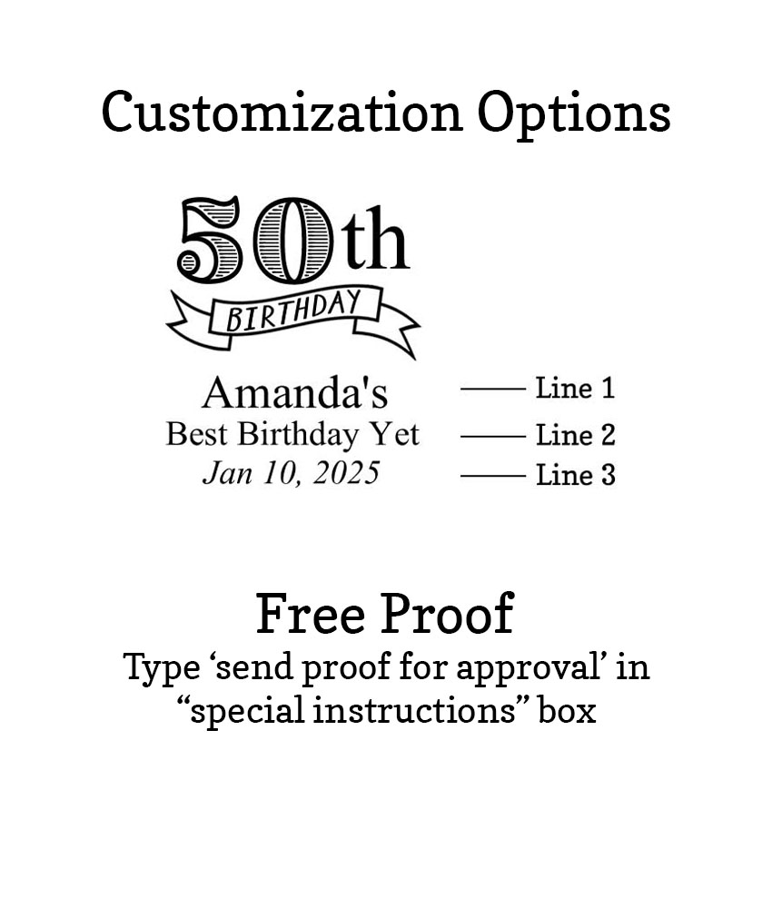 50 Birthday Banner Custom Plastic Stemless Wine Glass - FREE Rush