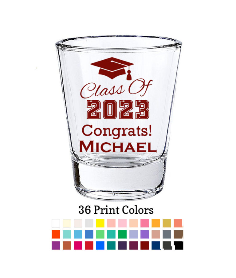 Personalized 1.75 oz. Glass Shot Glasses Class Of