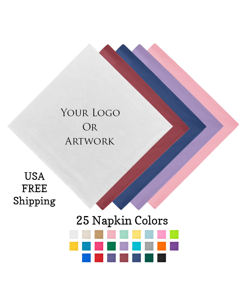 Personalized Paper Dinner Napkin 3 Ply 16" x 16" Your Logo - Free Rush